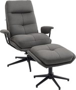 HOMCOM Relaxační Křeslo s Podnožkou, TV Křeslo se Sukem, TV Křeslo s Funkcí Polohování do Obývacího Pokoje, Ložnice, Nosnost do 150 kg, Polyester, Oce