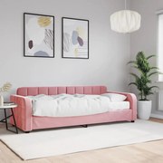 Válenda s matrací růžová 80 x 200 cm samet 3196901