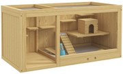 PawHut klec pro křečky dřevěná bouda pro malá zvířata, domeček pro pískomily, s houpačkami, žebříky, otevírací střechou, bouda, 100cm, přírodní| Aosom