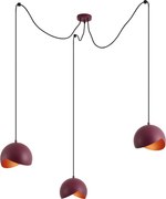 Designová červená závěsná lampa s opálovým sklem, 3 světla - Tulip