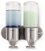 Simplehuman - Dávkovač tekutého mýdla a šamponu s držákem, 2x 444 ml, kartáčovaná nerez BT1028