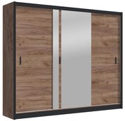 Šatní skříň se zrcadlem SABRINA 250x215 cm dub craft OSLO 250 Craft