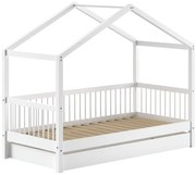 Bílá domečková dětská postel z bukového dřeva s výsuvným lůžkem 90x200 cm Forrest – Vipack
