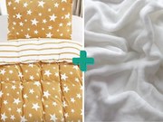 Povlečení mikroplyš HVĚZDY béžové + prostěradlo mikroplyš SOFT 90x200 cm bílé
