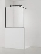 Sprchová zástěna SAT Walk-in 100x100 cm na sníženou příčku černá SATBWIS100PRC