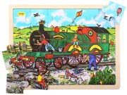 Bigjigs Toys Dřevěné puzzle vlak 24 dílků