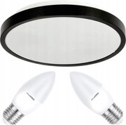 LED stropní svítidlo 2xE27 IP20 LARI-R ČERNÉ + 2x E27 10W teple bílá svíčka