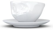 Bílý mlsný porcelánový šálek s podšálkem 58products