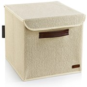Béžový látkový úložný box s víkem 30x30x30 cm – Mioli Decor