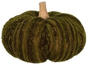 Tmavě zelená látková dekorace dýně Pumpkin XL - Ø 20*14 cm