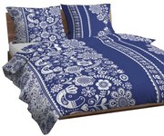 Bavlněné ložní prádlo 140x200 łowicka navy blue zip 3701 G KARO Cotton Max