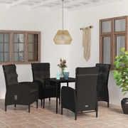 5dílný zahradní jídelní set s poduškami černý 3099366