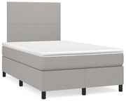 Box spring postel s matrací a LED světle šedá 120x190 cm textil