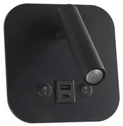 LED Nástěnné bodové svítidlo s USB portem LED/8W/230V 3000K černá