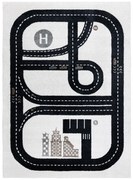 Dywany Łuszczów, Dětský kusový koberec Fun Track cream, 80x150, černobílá, dětský pokoj