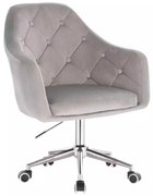 LuxuryForm DESIGN Otočné křeslo ANDORA VELUR na stříbrné podstavě s kolečky - světle šedé