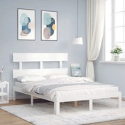 Rám postele s čelem bílý Small Double masivní dřevo 3193502