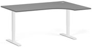 Rohový výškově nastavitelný stůl, 160x120 cm, 1 motor, L/P, bílá podnož, grafit