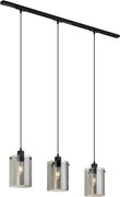 Modern railsysteem zwart met 3 hanglampen van smoke glas 1-fase - Iconic Dome