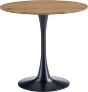 Jídelní stůl, dub/černá, průměr 80 cm, REVENTON NEW