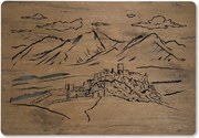 Li-Go "Spišský hrad" světelný obraz s baterií 90x62cm varianta ovládání: manuál/pohybové čidlo, provedení povrchu: dub světlý