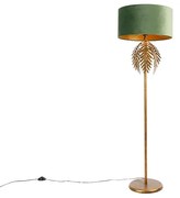 Stojací lampa zlatá 145 cm s sametovým stínítkem zelená 50 cm - Botanica