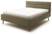 Zelená čalouněná dvoulůžková postel s úložným prostorem s roštem 180x200 cm Lotte - Meise Möbel