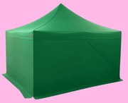 Rychlerozkládací nůžkový stan 4x4 m – ocelový, Zelená, 4 boční plachty