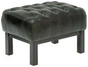 furniture-nabytek.cz - Masivní taburet Chesterfield Kingsfield z pravé kůže, zelený – 61×46×43 cm
