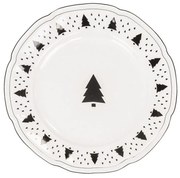 Krémový porcelánový jídelní talíř se stromky X-Mas Tree - Ø 26*1,5 cm