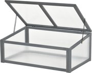 Outsunny Studený Rám Dřevěný, Mini Skleník 100 x 65 x 40 cm, Skleník s Krytem, UV Ochrana, Průsvitný Studený Rám, Zimní Vyvýšený Záhon pro Zahradu, Še