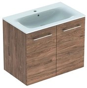 Geberit Selnova Square - Umyvadlová skříňka 64x79x48 cm, s umyvadlem, 2 dvířka, ořech hickory 501.258.00.1