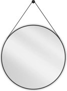 Mexen String, kulaté koupelnové zrcadlo na pásku 80 cm, barva rámu černá matná, 9854-080-080-000-70