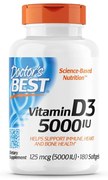 Doctor's Best Vitamin D3 125 mcg (5,000 IU), 180 kapslí