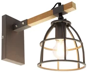 Chytrá nástěnná lampa tmavě šedá se dřevem, nastavitelná, vč. WiFi A60 - Arthur