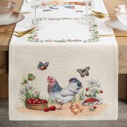 GOBELÍNOVÝ BĚHOUN NA STŮL FOWL 40X100 CM VZOROVANÁ