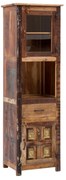 furniture-nabytek.cz - Masivní koupelnová vysoká skříňka Samira z recyklovaného dřeva, lakovaná, hnědá – 50×40×180 cm