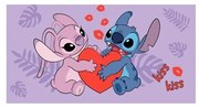 Fialová bavlněná dětská osuška 70x140 cm Lilo and Stitch "Kiss" – Jerry Fabrics