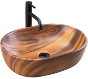 Rea Amelia Wood, umyvadlo na desku 480x345x135 mm, imitace dřeva-hnědá matná, REA-U5060