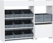 AIYAPLAY Dětský regál na hračky s 11 látkovými boxy, horní přihrádky, 3 samolepky, dětský regál s přihrádkami do dětského pokoje, mateřské školy, 105…