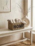 Sinsay - Pletený úložný koš s nápisem Home - béžová