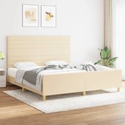 Rám postele bez matrace krémový 180 x 200 cm textil 3125159