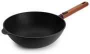 Woll Nepřilnavá wok pánev Eco Logic QXR s dřevěnou odnímatelnou rukojetí, 28 cm 11028WLCI-Q