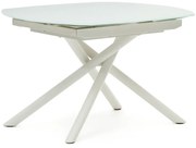 Bílý rozkládací jídelní stůl se skleněnou deskou 100x130 cm Yodalia – Kave Home