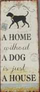 Plechová retro cedule s řetízkem A home without a Dog is just a house