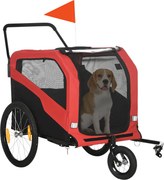 PawHut 2-in-1 vozík pro psy, cyklovozík pro psy, vozík pro psy s reflektory, dětský vozík max. 30 kg, cyklovozík pro velké psy, Oxfordská tkanina, Čer