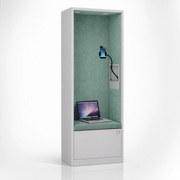 Skříň se sedákem a zónou ticha SALLY MentalBox, šedá konstrukce, zelený sedák, 1850 x 600 x 400 mm