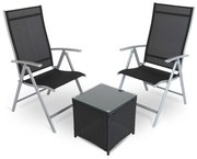 Zahradní balkonový set Fulvio - 2 židle, černá / šedá