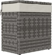 Zahradní box Outsunny z PE ratanu, venkovní úložná lavice s protiskluzovými nohami a voděodolnou podšívkou, 57x34x62cm, šedá a béžová | Aosom