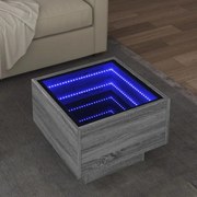Odkládací stolek s LED šedý sonoma 40x40x30 cm kompozitní dřevo